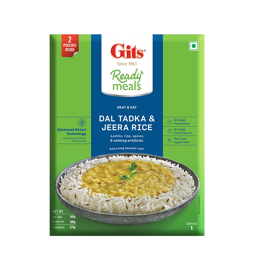 Gits Dal Tadka & Jeera Rice Combo Meal (Mild Spicy) 375g – ShopMustafa